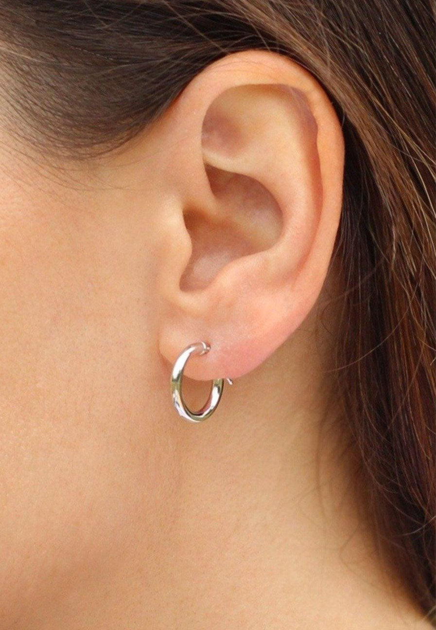 White Gold Small Creole Hoops – Adriana Chede Jewellery